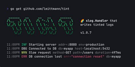 github lmittmann tint 🌈 slog handler that writes tinted colorized logs
