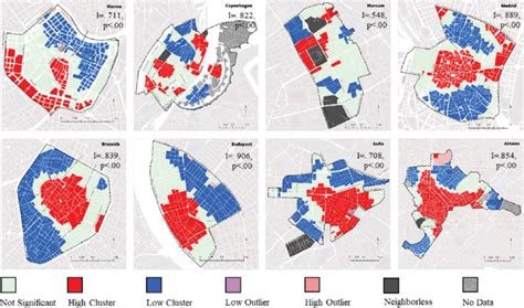 Spatial Clustersoutliers Of Walkability Per Downtown I Global