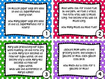 Decimal Math Task Cards Adding Subtracting Multiplying Decimals