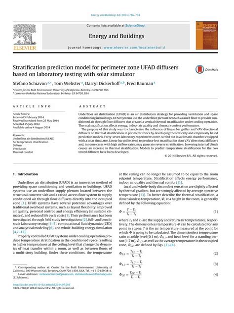 Pdf Stratification Prediction Model For Perimeter Zone Ufad Diffusers