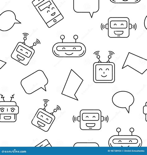 Chat Bot And Bubble Seamless Pattern Stock Vector Illustration Of