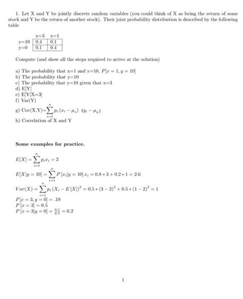 solved 1 let x and y be jointly discrete random variables