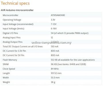 ARDUINO DUE R Online Components