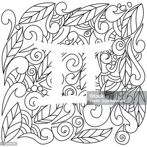 네거티브 스페이스를 이용한 색칠 페이지 조디악 사인 쌍둥이자리실루엣 잎과 컬의 낙서 패턴 벡터 개요 일러스트레이션 검은색에 대한