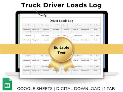 Driver Loads Log Trucker Job Planner Daily Truck Driving Worksheet