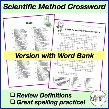 Scientific Method Crossword Puzzle By Amy Brown Science TPT