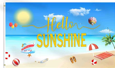Hello Sunshine Summer Flagsummer Beach Decorations Banner Flag Holiday