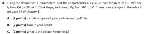Solved Q1 Using The Default Spice Parameters Plot The