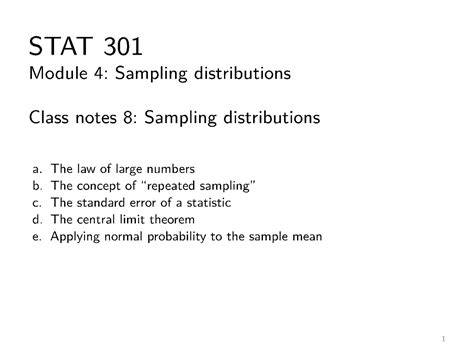 Sampling Distributions Lecture Slides Stat 301 Docsity