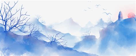 중국식 자유형 잉크 수묵화 일러스트 중국식 중국식 경관 자유형 Png 일러스트 및 Psd 이미지 무료 다운로드 Pngtree