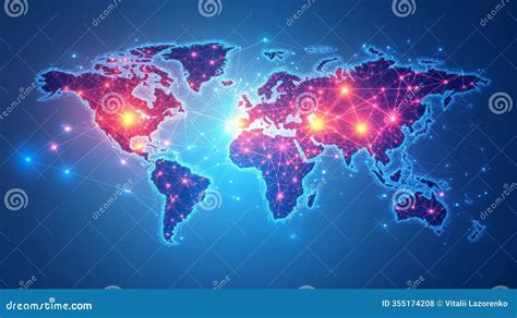 Global Digital Connectivity Network Highlighting Major Hubs In A World