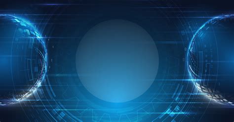 추상 서클 기술 통신 벡터 일러스트레이션 프레젠테이션을 위한 미래 지향적인 디자인 하이테크 컴퓨터 디지털 기술 개념 다양한 기술 요소가 있는 넓은 파란색 배경 0명에 대한
