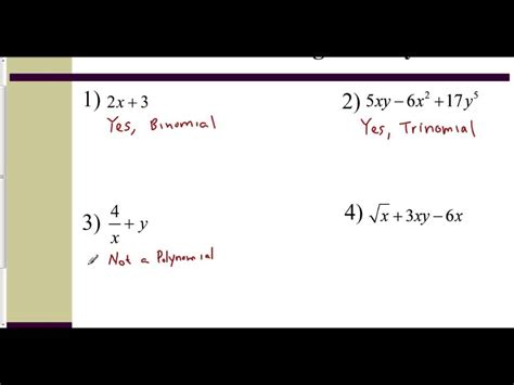 lesson 6 1 identifying and naming polynomials youtube