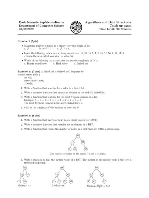 exam en pdf algorithms and data structures algorithms