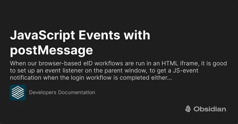 Javascript Events With Postmessage Developers Documentation