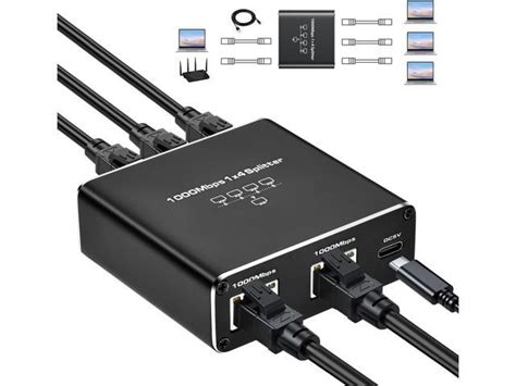 1 To 4 Port Rj45 1000mbps Network Ethernet Adapter Splitter Ethernet Splitter 1 Female To 4