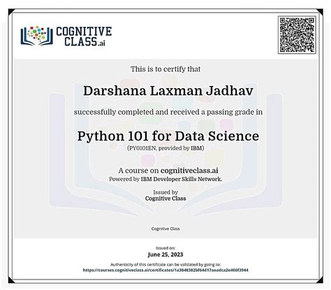 darshana jadhav on linkedin i have completed my certificate in python for data science from