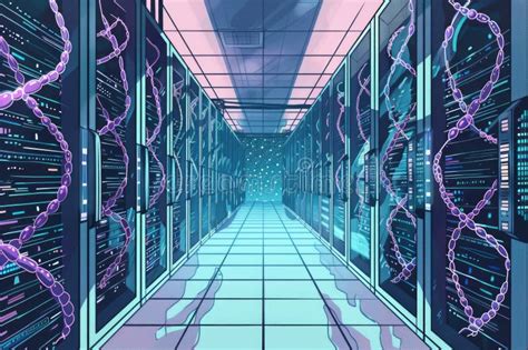 rows of servers in a data center suitable for technology concepts