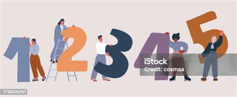 숫자를 들고 있는 사람들의 벡터 그림입니다 큰 숫자를 보여주는 행복한 즐거운 사람들 감정에 대한 스톡 벡터 아트 및 기타 이미지 감정 개념 개념과 주제 Istock
