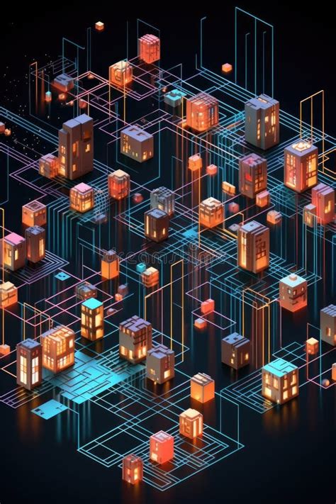 Isometric View Of Connected Data Blocks Stock Illustration Illustration Of Isometric