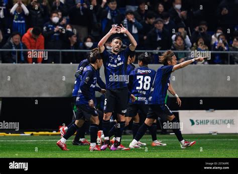 Osaka Japan 14th Feb 2025 Gamba Osakas Neta Lavi Celebrates After