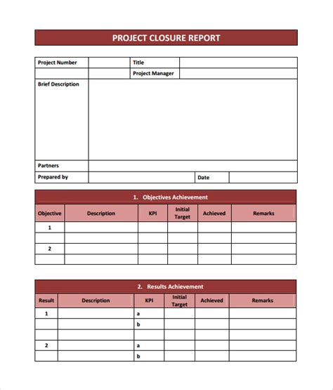 Simple Project Closure Template