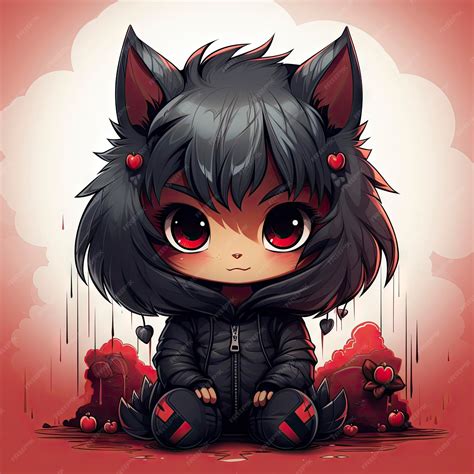 Lindo Licántropo Bebé Kawaii Sobre Un Fondo Blanco Foto Premium