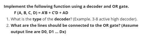 Solved Implement The Following Function Using A Decoder