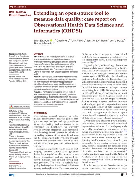 pdf extending an open source tool to measure data quality case