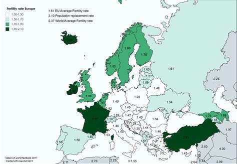Fertility Rate Across Europe 2017 By Maps On The Web