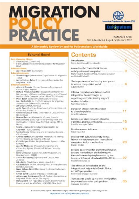 Migration Policy Practice Volume Ii Number 4 August September 2012 Iom Publications Platform