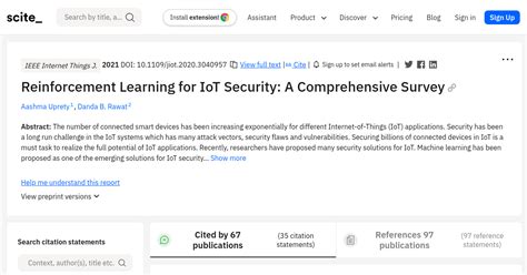Reinforcement Learning For Iot Security A Comprehensive Survey [scite Report]