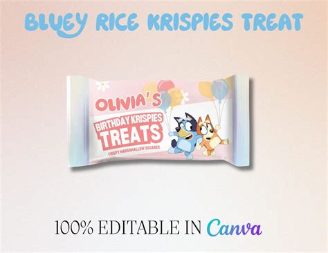 Bluey Rice Krispies Treats Template Digital Etsy Uk