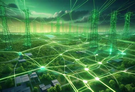 Smart Grid And Communication In A Green Stock Illustration