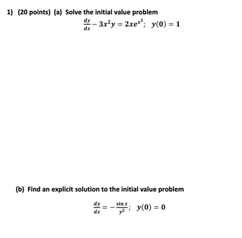 solved 1 20 points a solve the initial value problem dy