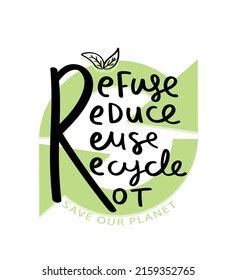 Refuse Reduce Reuse Recycle Rot Slogan Stock Vector Royalty Free 2159352765 Shutterstock