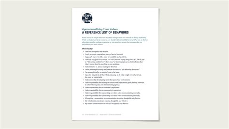 Dare To Lead Operationalizing Your Values A Reference List Of
