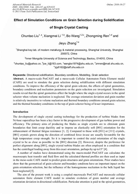 Effect Of Simulation Conditions On Grain Selection During
