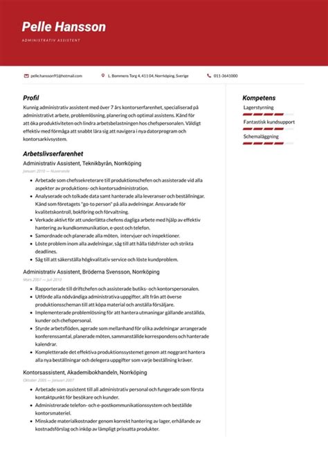 Administrativ Assistent Cv Exempel And Skrivtips 2025 Gratis Guide