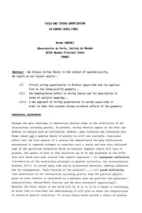 Pdf Field And String Quantization In Curved Space Times