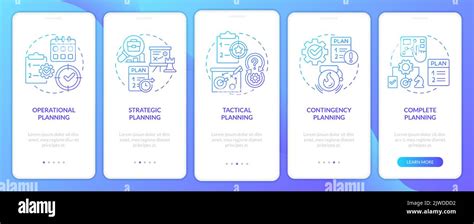 Types Of Plans Blue Gradient Onboarding Mobile App Screen Stock Vector