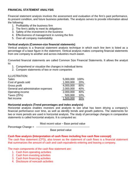 Financial Statement Analysis Techniques Pdf Free Cash Flow Expense