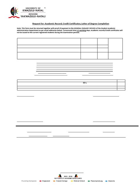 Academic Records Application Form Csr01 Pdf