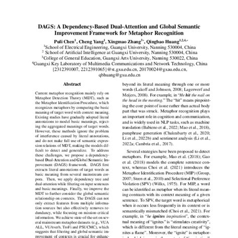 Dags A Dependency Based Dual Attention And Global Semantic Improvement Framework For Metaphor