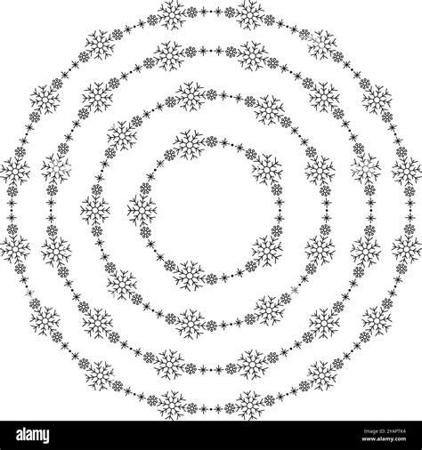 Snowflake Circle Frames Set Winter Snowflake Round Border Collection Stock Vector Image And Art