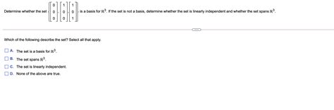 1 1 determine whether the set is a basis for r3