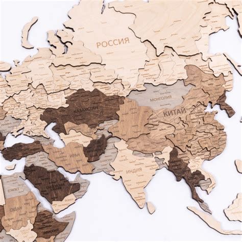 Украшение настенное интерьерное «woodpecker Craft Карта мира из дерева многоуровневая купить