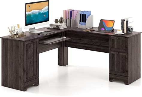 Costway L Shaped Computer Desk 170cm Modern Large Corner Desk Writing
