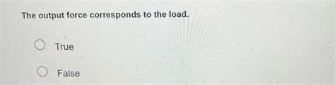 Solved The Output Force Corresponds To The Loadtruefalse