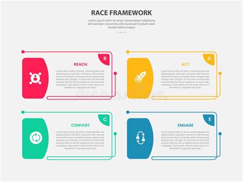 Race Framework Infographic Outline Style With 4 Point Template With Creative Rectangle Box With